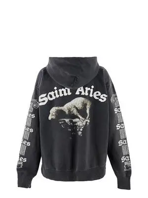 SAINT MXXXXXX X Aries Printed Hoodie - Black