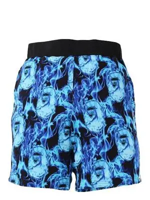 A BATHING APE Flame Wide Sweatshort - Blue