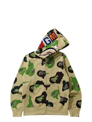A BATHING APE Def Camo Shark Full Zip Hoodie Beige