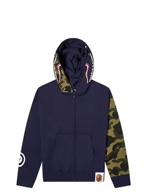 A BATHING APE Giant Shark Full Zip Hoodie - Navy Blue