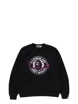 A BATHING APE Double Knit Relaxed Fit Crewneck Sweatshirt - Black