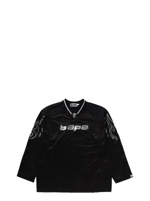 A BATHING APE Flame Football Jersey - Black