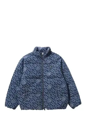 A BATHING APE Denim Monogram Puffer Jacket - Blue