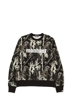 A BATHING APE Forest Camo Crewneck Sweatshirt - Black