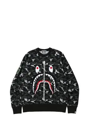 A BATHING APE Digital Camo Shark Crewneck Sweatshirt - Black
