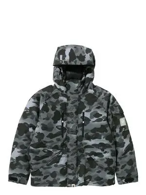 A BATHING APE Grid Camo Relaxed Fit Hoodie Down Jacket - Black