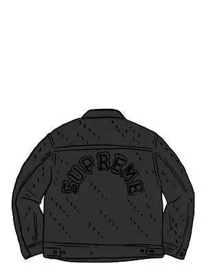 Supreme Hole Punch Denim Trucker Jacket - Black