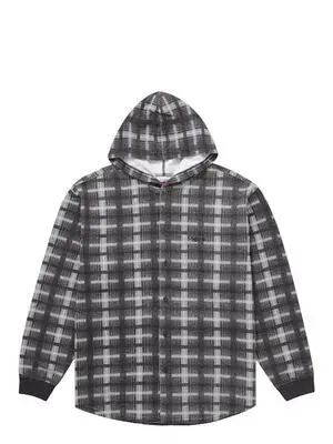 Supreme Plaid Knit Hooded Shirt - Black