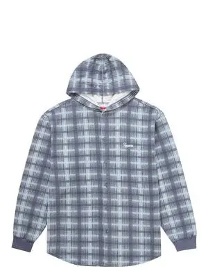 Supreme Hooded Plaid Knit Shirt - Blue