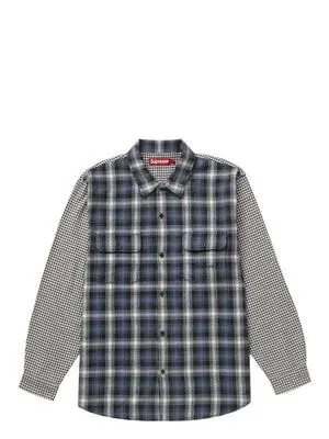 Supreme Houndstooth Plaid Flannel Shirt Navy Blue