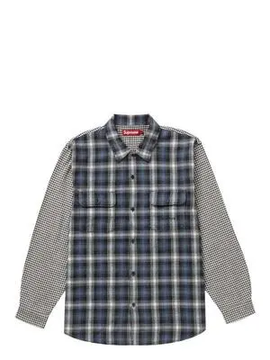 Supreme Houndstooth Plaid Flannel Shirt Navy