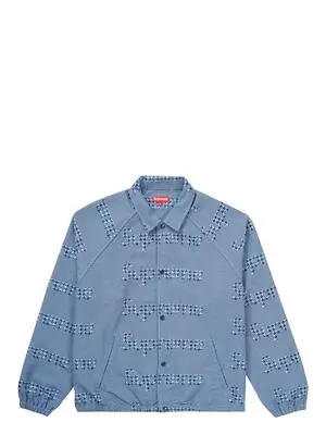 Supreme Houndstooth Logos Snap Front Jacket - Blue