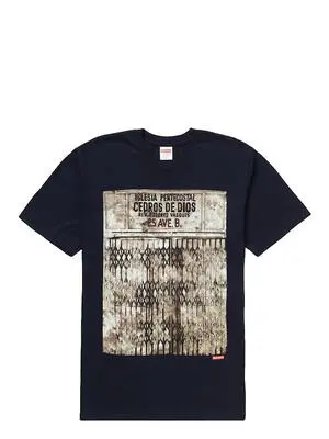 Supreme Martin Wong Iglesia Pentecostal Tee Shirt - Navy Blue