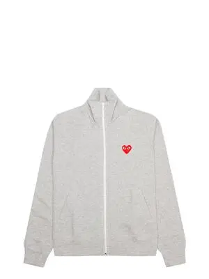 Play Comme Des Garcon Red Heart Zip-up Sweatshirt - Grey