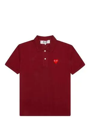 Play Comme Des Garcon Red Emblem Polo Shirt - Burgundy