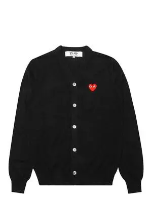 Play Comme Des Garcon Red Heart Knit Cardigan Sweater - Black