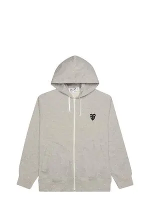 Play Comme Des Garcon Stacked Heart Zip Up Hoodie - Grey
