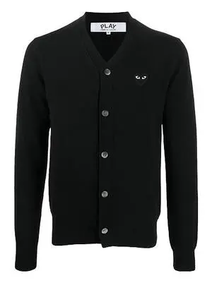 Play Comme Des Garcon Fine Knit Wool Cardigan - Black