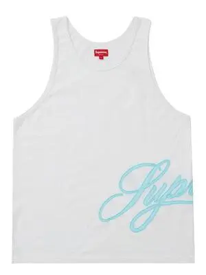 Supreme Mesh Script Tank Top - White