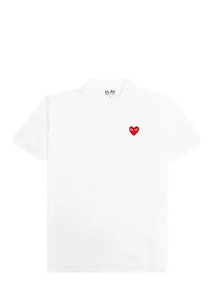 Play Comme Des Garcon Red Emblem Polo Shirt - White