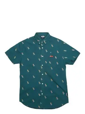 HARVEY NICHOLS Lift Woven Short Sleeve Shirt - Green/deep Teal