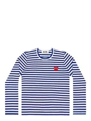 Play Comme Des Garcon Striped Long Sleeve T-shirt - Blue/white