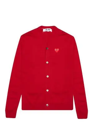 Play Comme Des Garcon Heart Knit Cardigan Sweater - Red
