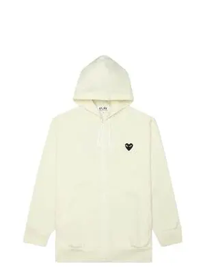 Play Comme Des Garcon Big Black Heart Zip Up Hoodie - Ivory