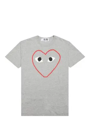 Play Comme Des Garcon Red Heart Sketch T-shirt - Grey