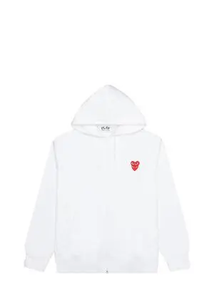 Play Comme Des Garcon Red Stacked Heart Zip Up Hoodie - White