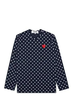 Play Comme Des Garcon Polka Dot Long Sleeve T-Shirt Navy Blue