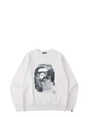 A BATHING APE Ape Head Moon Crewneck Sweatshirt - White