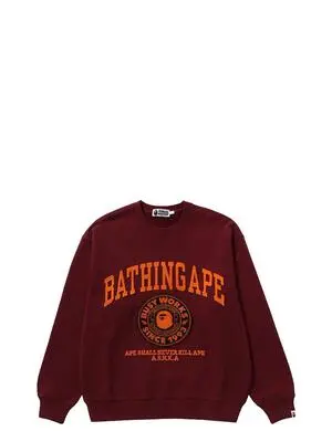A BATHING APE College Graphic Crewneck Sweatshirt - Burgundy
