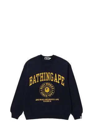 A BATHING APE Graphic Crewneck Sweatshirt - Navy Blue