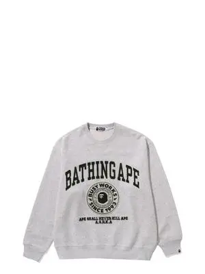 A BATHING APE College Graphic Crewneck Sweatshirt - Gray