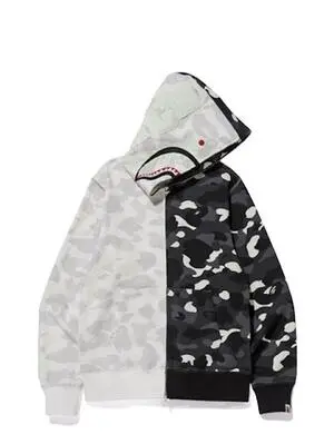 BAPE City Camo Half Shark Full Zip Hoodie White/black