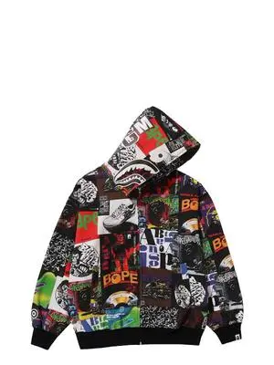 A BATHING APE Monogram Shark Hoodie Multicolor