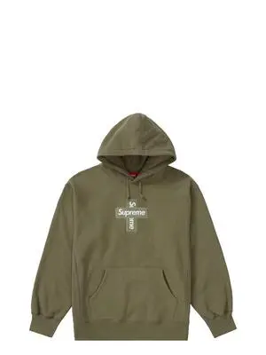 Supreme Cross Box Logo Hooded Sweatshirt Light Olive