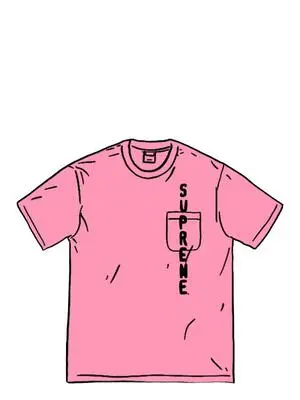 Supreme Contrast Stitch Pocket Tee Shirt - Pink
