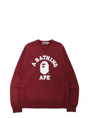A BATHING APE College Crewneck Sweatshirt - Burgundy