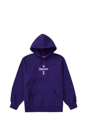Supreme Cross Box Logo Hooded Sweatshirt Purple