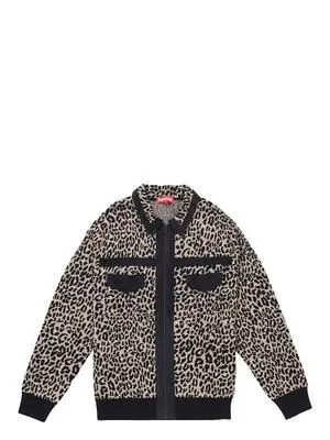 Supreme Corduroy Detailed Zip Sweater - Cheetah