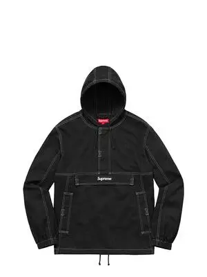 Supreme Contrast Stitch Twill Pullover - Black
