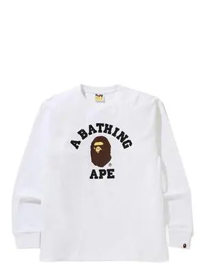 A BATHING APE College Long Sleeve Tee Shirt - White