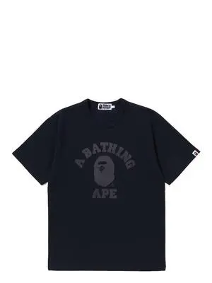 A BATHING APE College Heavy Weight Tee Shirt - Navy Blue