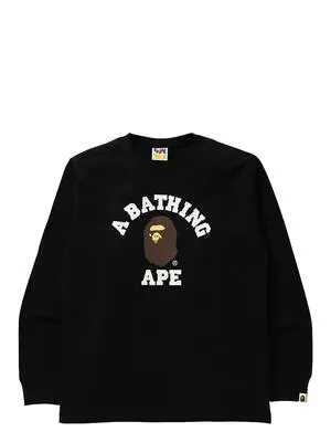 A BATHING APE College Long Sleeve Tee Shirt - Black
