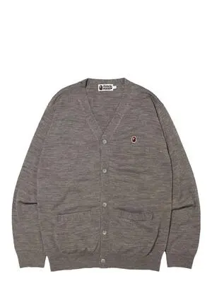 A BATHING APE Ape Head Knit Cardigan - Gray