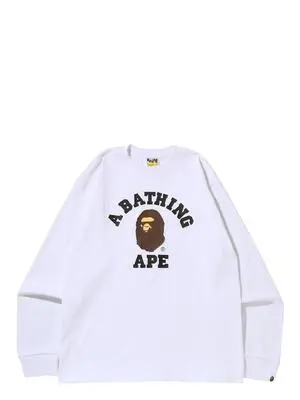 A BATHING APE College Long Sleeve Tee Shirt - White