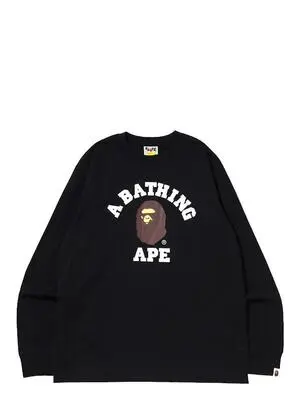 A BATHING APE College Long Sleeve Tee Shirt - Black