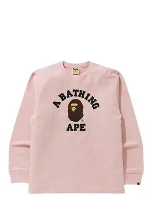 A BATHING APE College Long Sleeve Tee Shirt - Pink